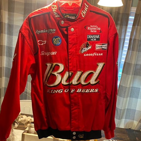 Budweiser | Jackets & Coats | Vintage Budweiser Red Racing Jacket With ...